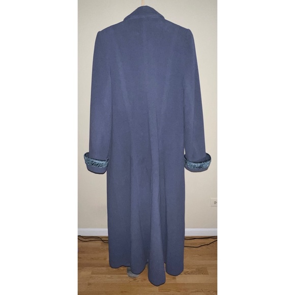 Jackets & Coats | Long Blue Wool Trench Coat With Pockets And Buttons ...